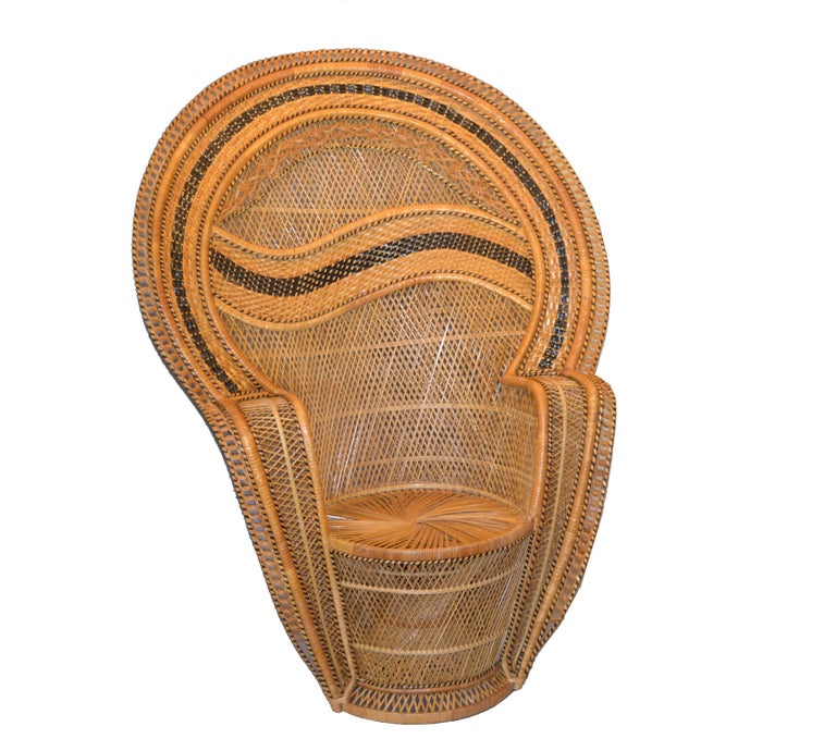 Vintage Boho Chic Handcrafted Beige and Black Wicker, Rattan, Reed ...