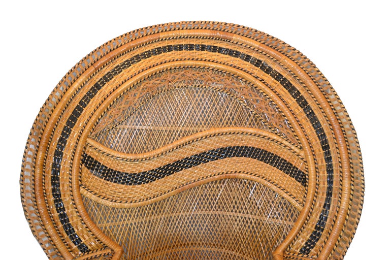 Vintage Boho Chic Handcrafted Beige and Black Wicker, Rattan, Reed ...