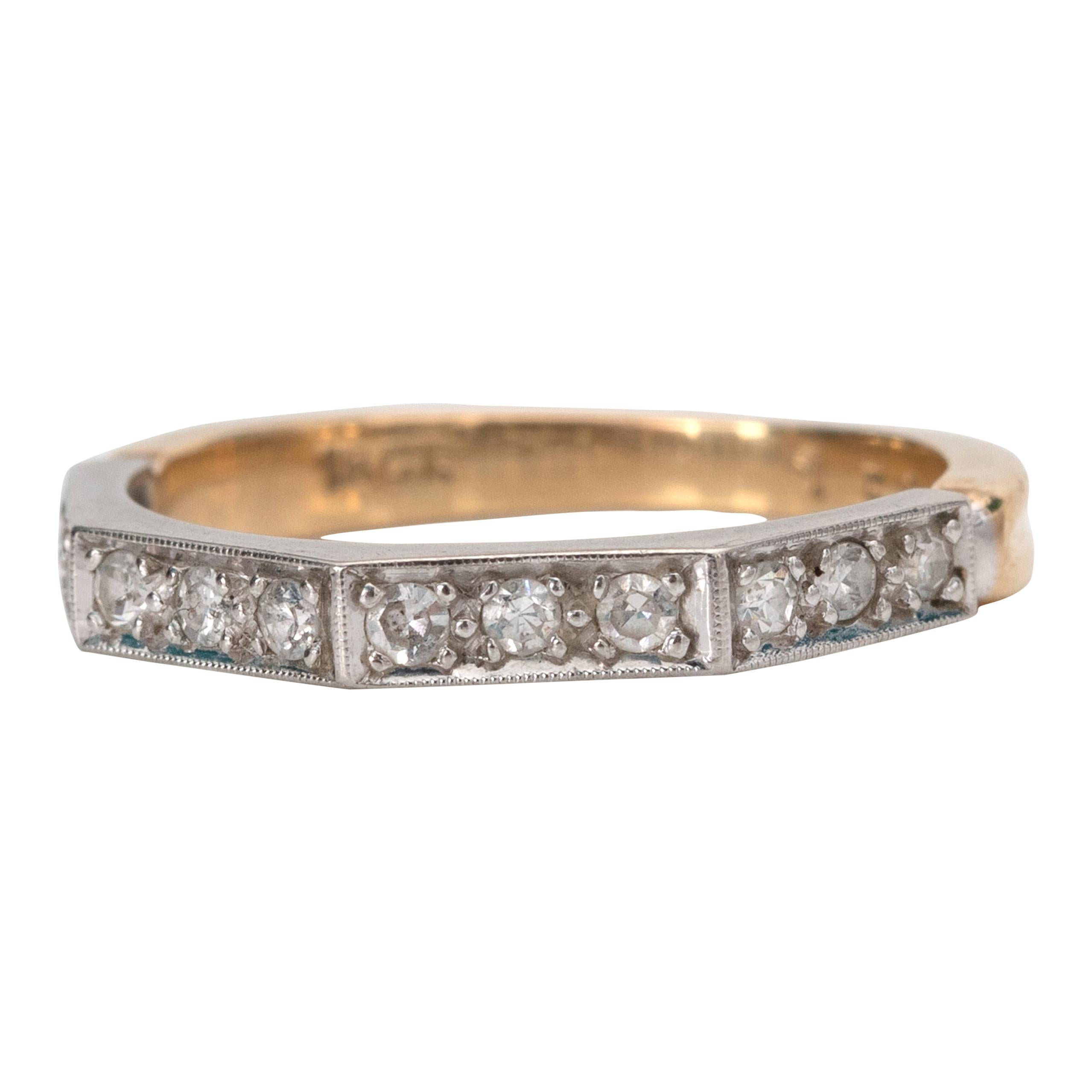 Vintage Handmade 18 Karat Gold Angular Single Cut Diamond Stackable ...
