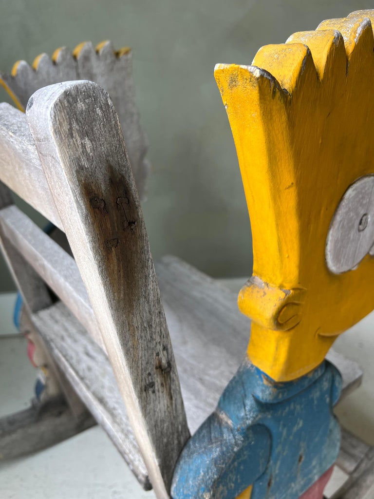 Vintage Handmade Bart Simpson Child Rocking Chairs Folk Art - Pair For ...