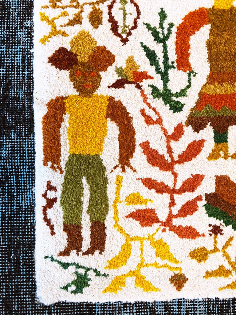 Vintage Handmade 'Caballito' Folklore Rug by Olga Fisch, Ecuador, circa ...