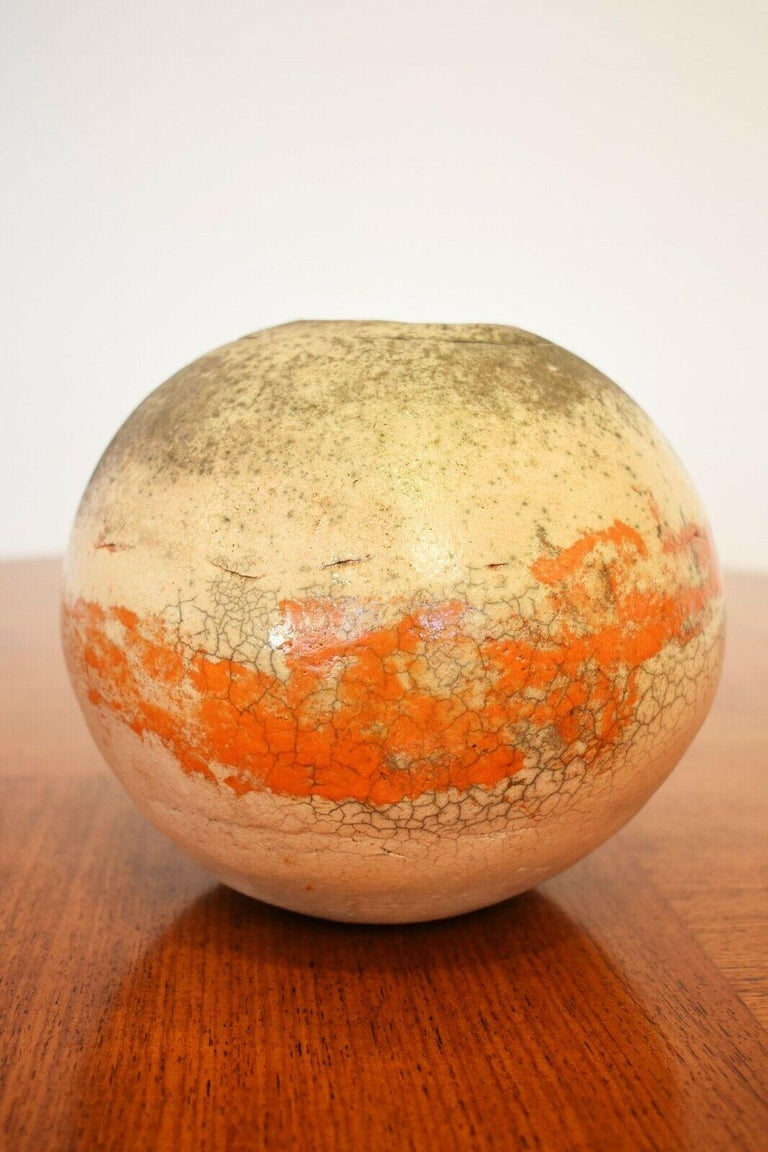 Vintage Handmade Ceramic Round Vase at 1stDibs