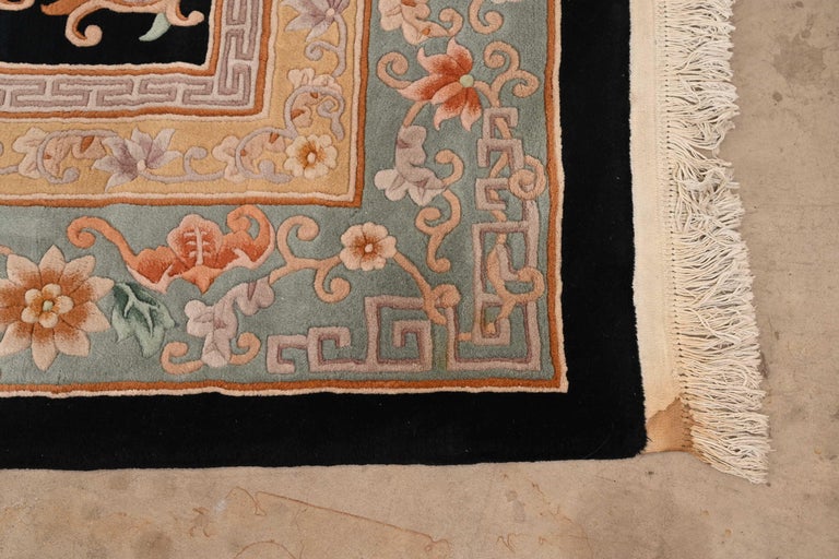 Vintage Handmade Chinese Sculpted Room Size Wool Rug For Sale at 1stDibs