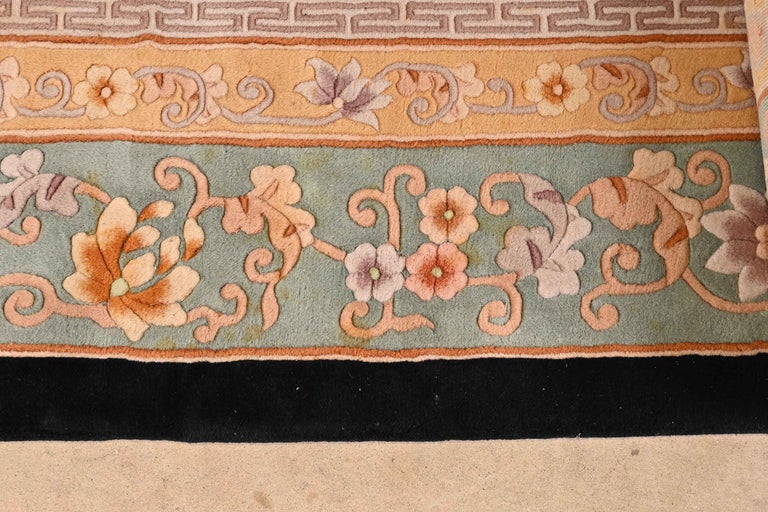 Vintage Handmade Chinese Sculpted Room Size Wool Rug For Sale at 1stDibs