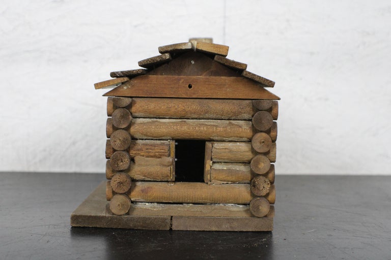 Vintage Handmade Folk Art Log Cabin Doll House Rustic Country Toy Model ...