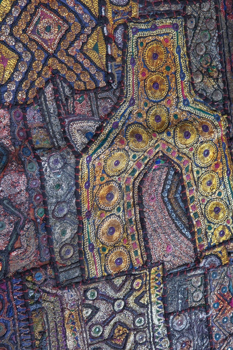 Vintage Handmade Gujarati Tribal Saree Mirror Patchwork and Textiles ...