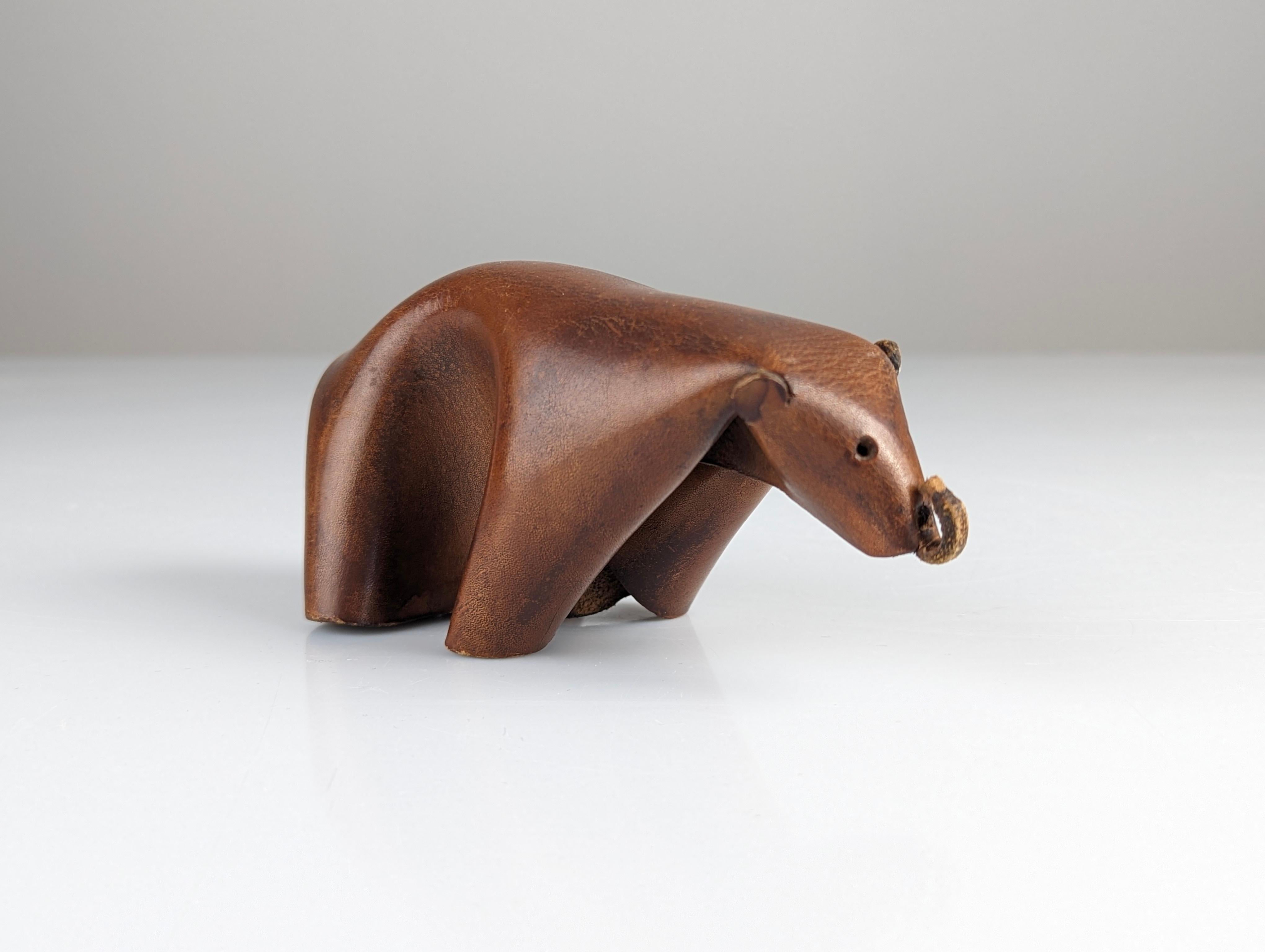 Vintage handmade Leather Bear Figure, 1960s For Sale at 1stDibs