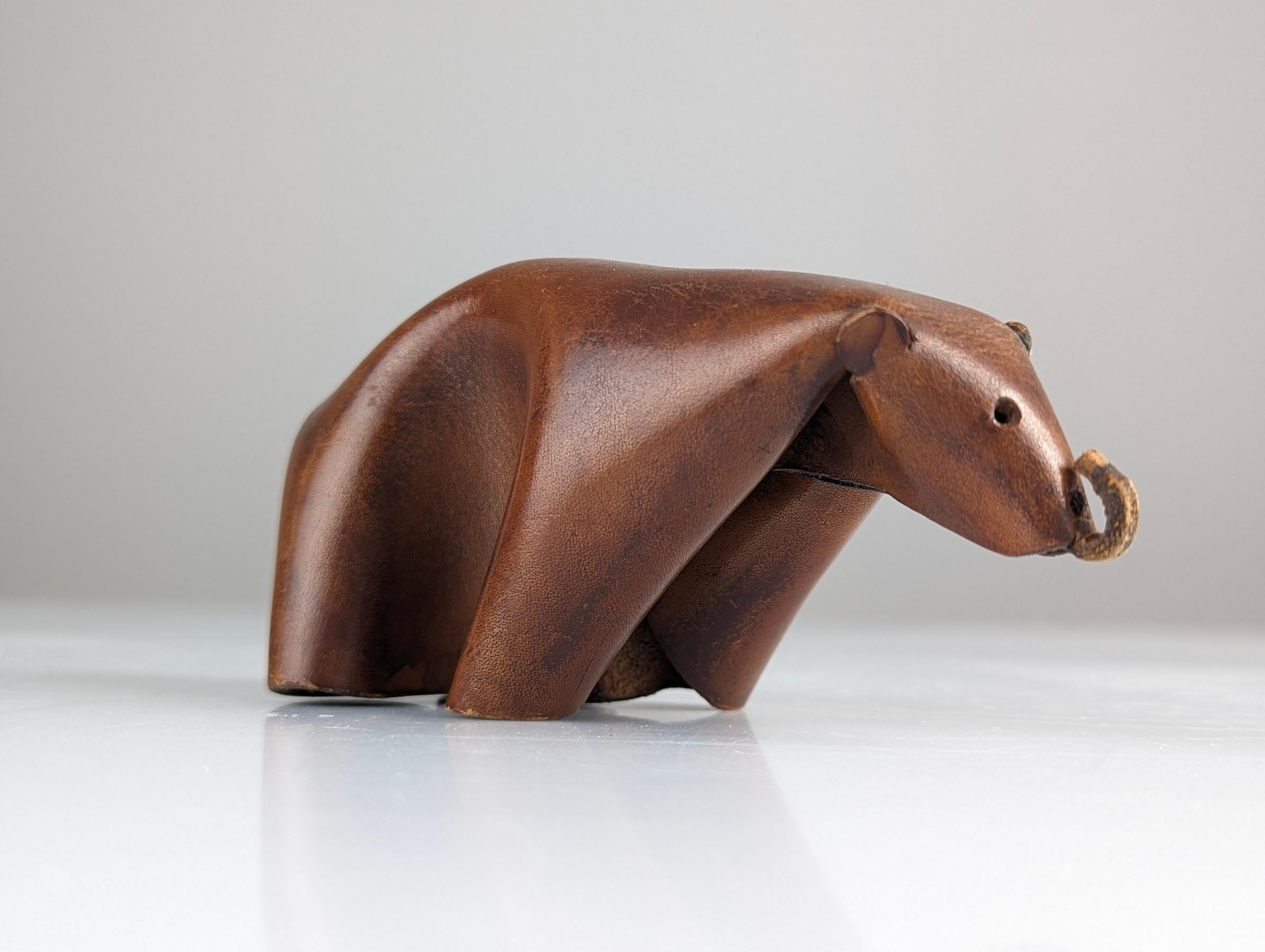 Vintage handmade Leather Bear Figure, 1960s For Sale at 1stDibs