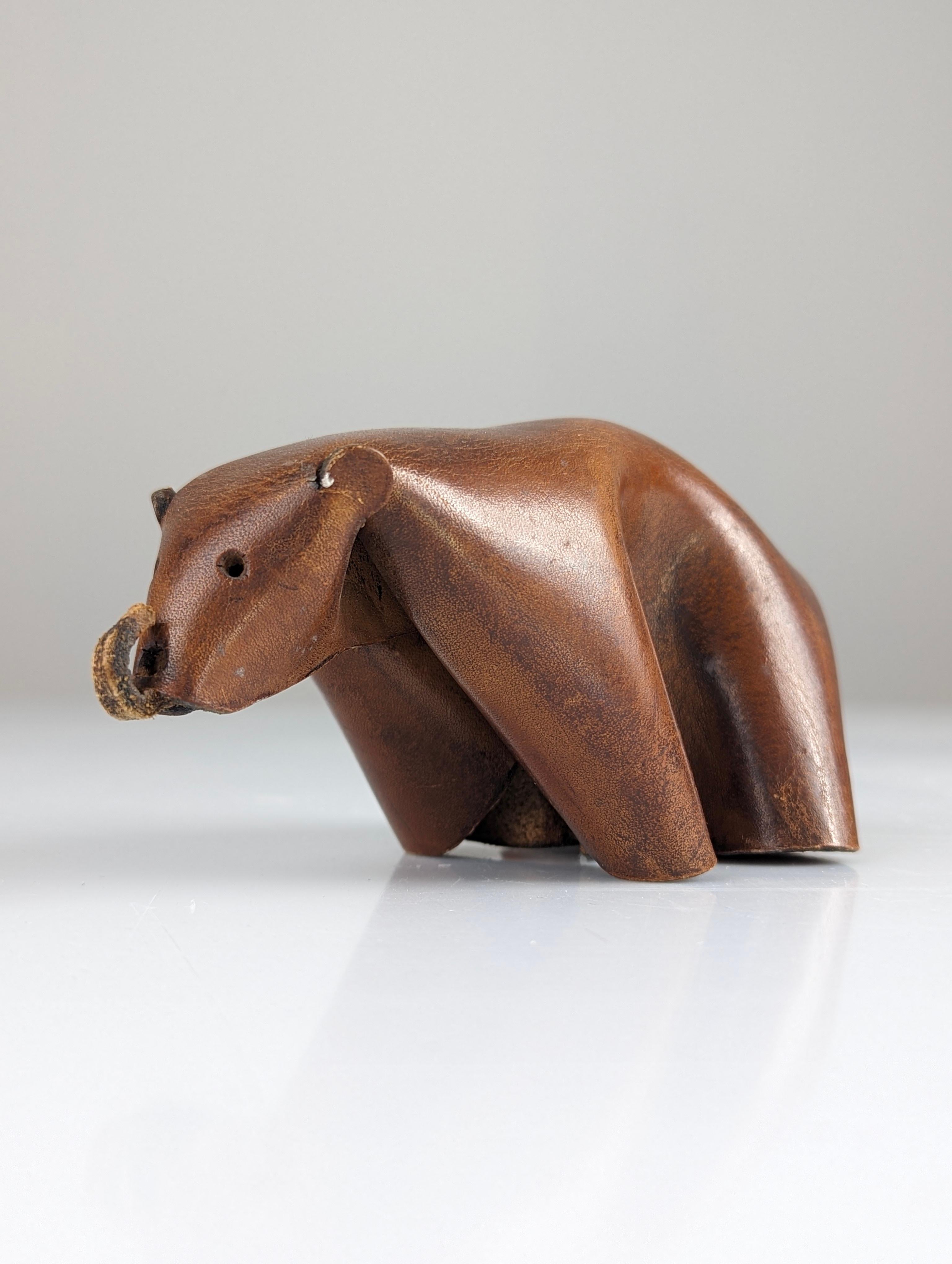 Vintage handmade Leather Bear Figure, 1960s For Sale at 1stDibs