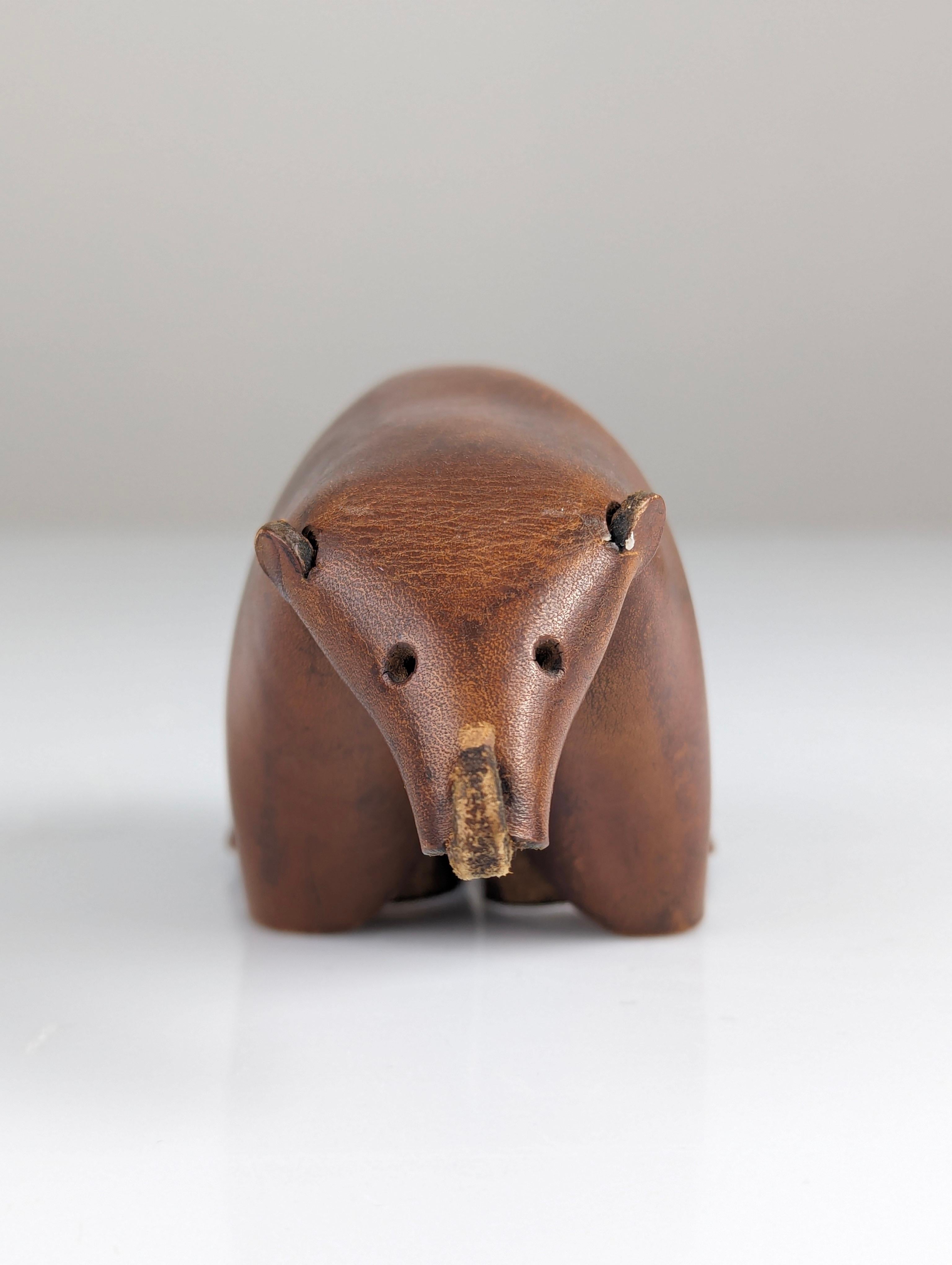 Vintage handmade Leather Bear Figure, 1960s For Sale at 1stDibs