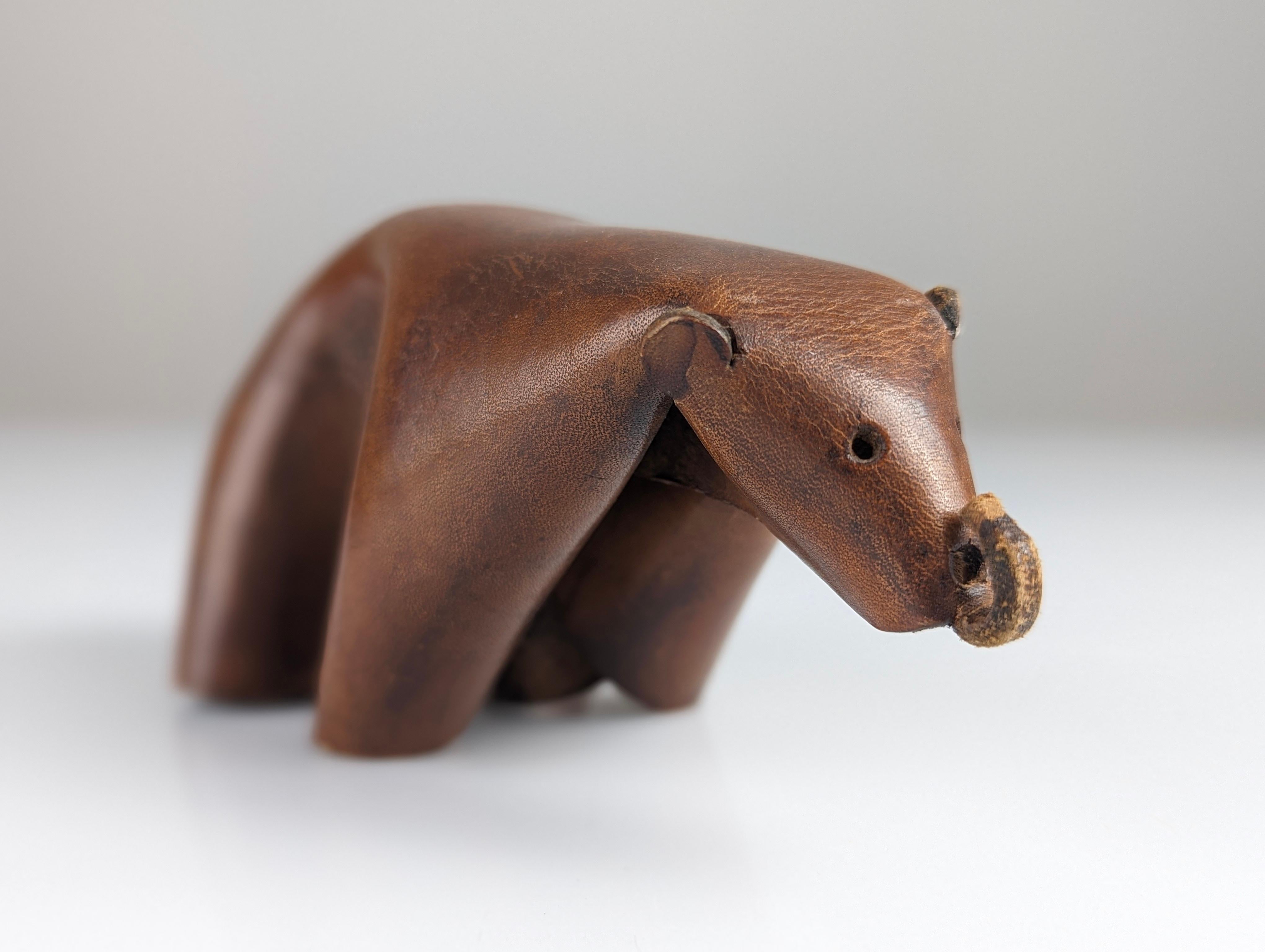 Vintage handmade Leather Bear Figure, 1960s For Sale at 1stDibs