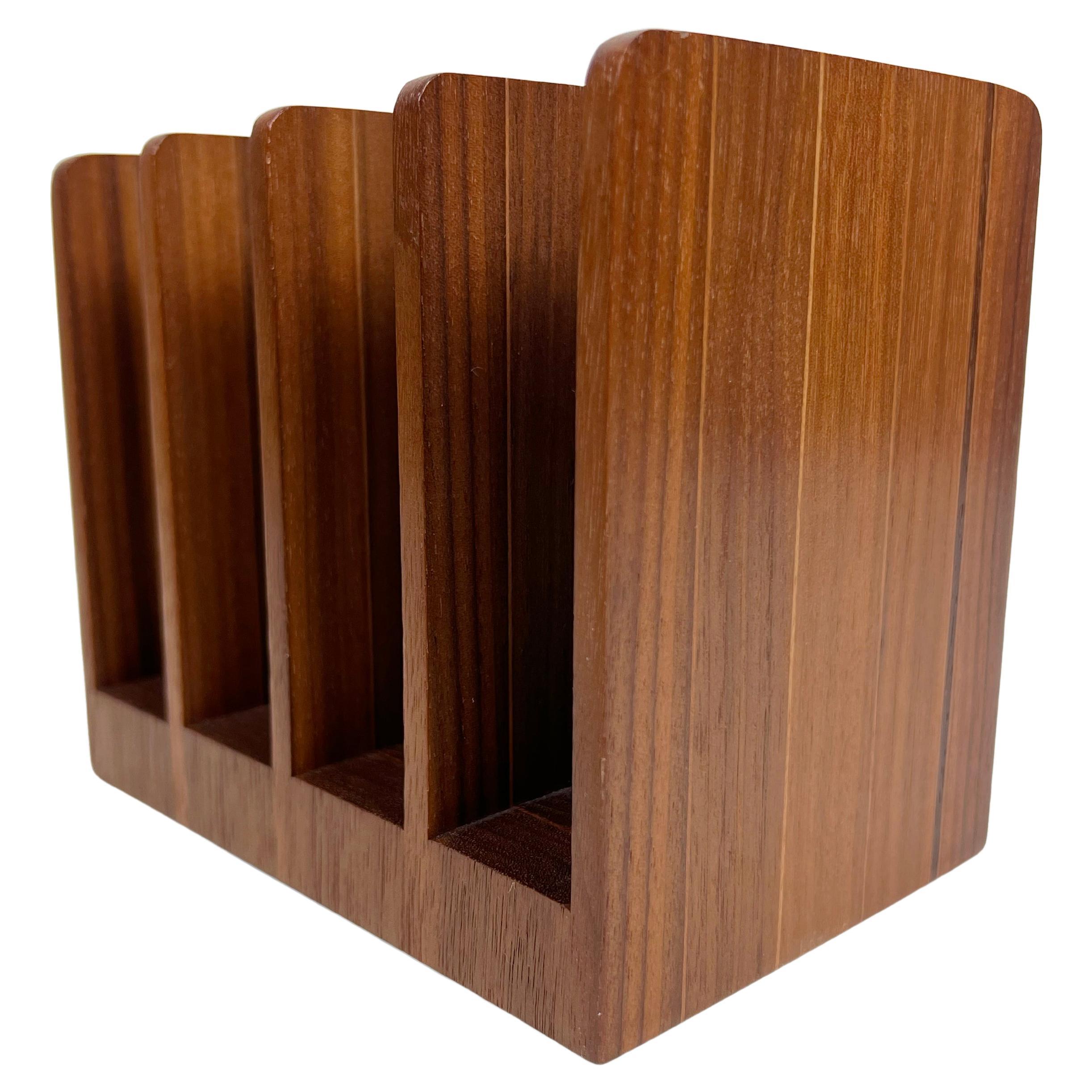 Brown Burl Wood Desk Letter Holder Organizer at 1stDibs