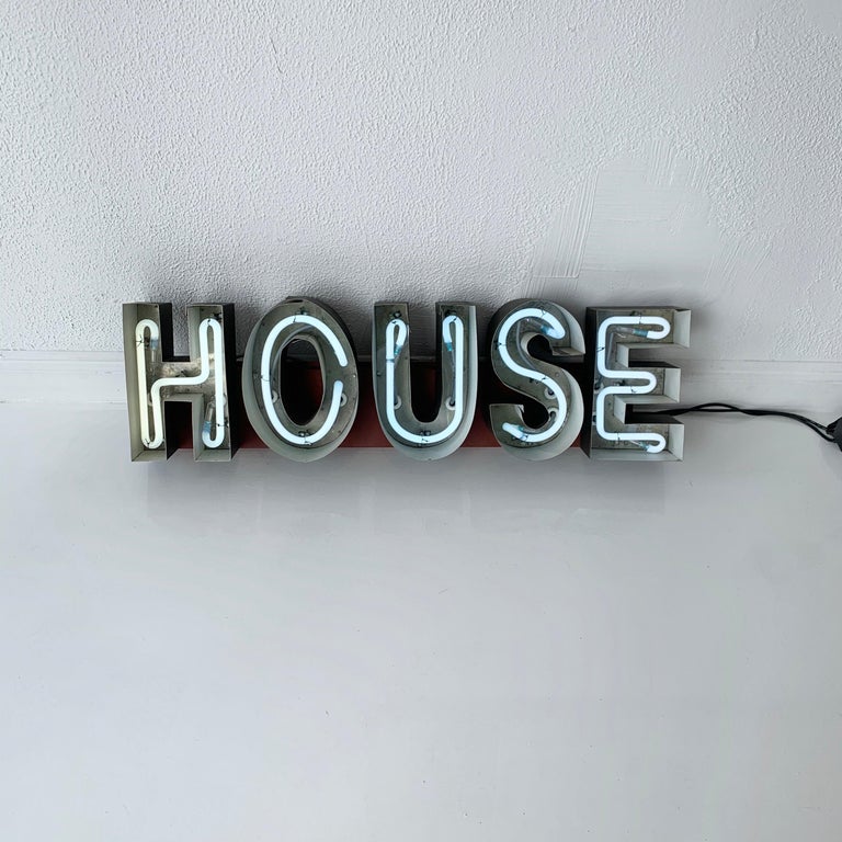 Vintage Handmade Neon "HOUSE" Sign For Sale at 1stDibs