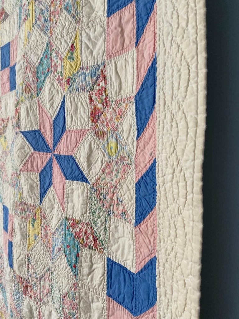 Vintage Handmade Patchwork "Carpenter's Wheel" Quilt in White, USA ...