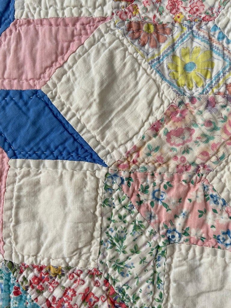 Vintage Handmade Patchwork "Carpenter's Wheel" Quilt in White, USA ...