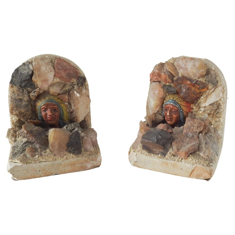 Vintage Handmade Rustic Crystal and Rock Bookends For Sale at 1stDibs