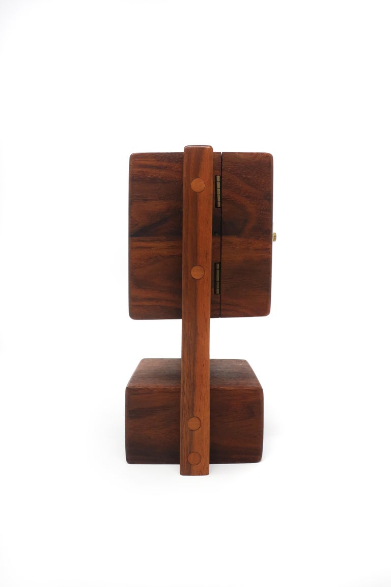 Vintage Handmade Teak Mantle Clock For Sale at 1stDibs