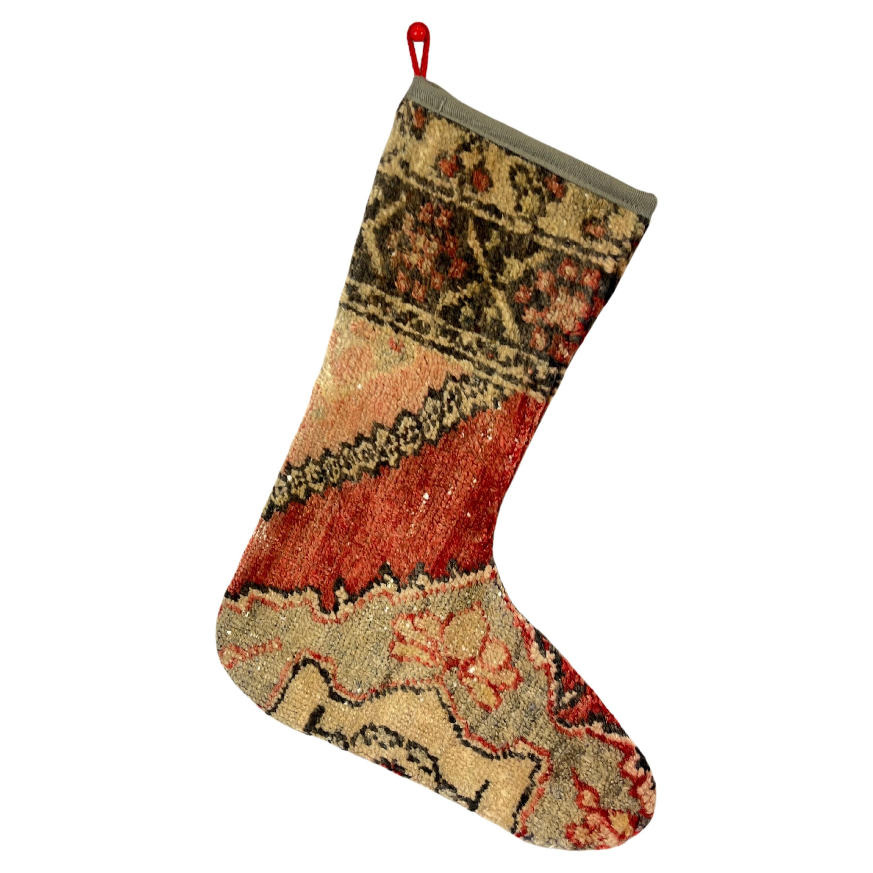 Vintage Handmade Turkish Rug Christmas Stocking For Sale at 1stDibs