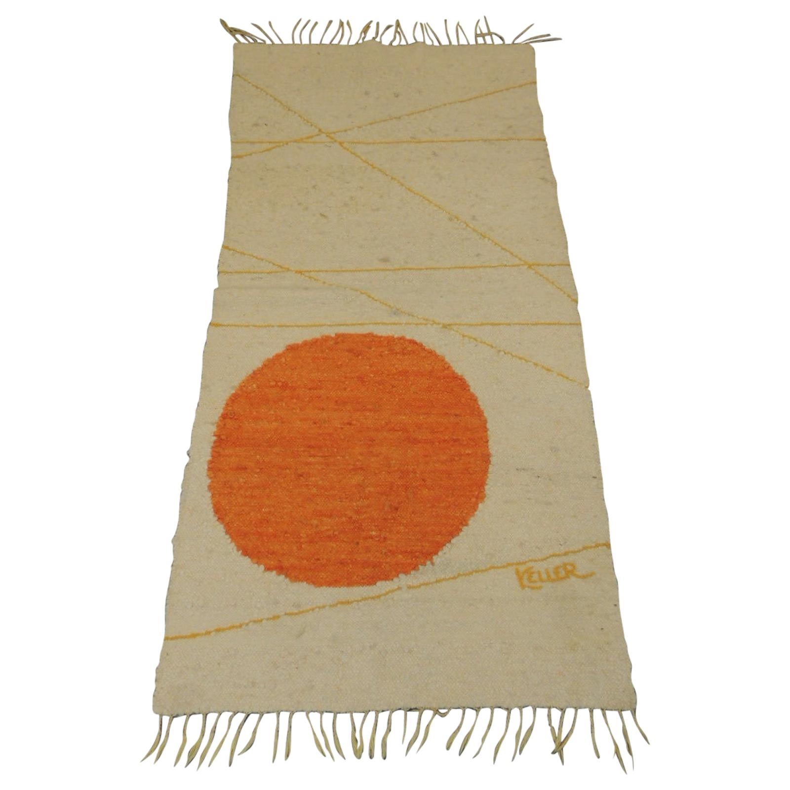 Handwoven Midcentury Swedish Rug / Wall Hanging with Stylized Bird ...