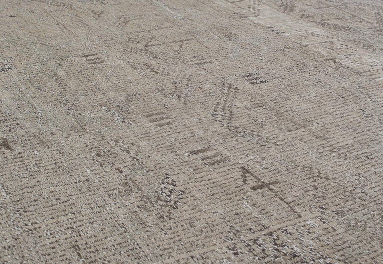 Vintage Handwoven Flat-Weave Rug in Natural and Brown Color at 1stDibs