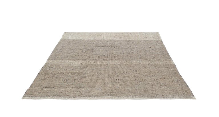 Vintage Handwoven Flat-Weave Rug in Natural and Brown Color at 1stDibs