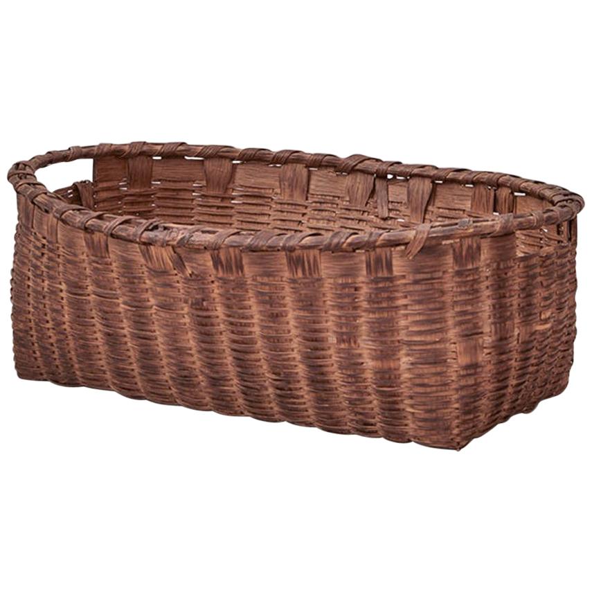 Vintage Handwoven Splint Basket, New England, circa 1900 at 1stDibs