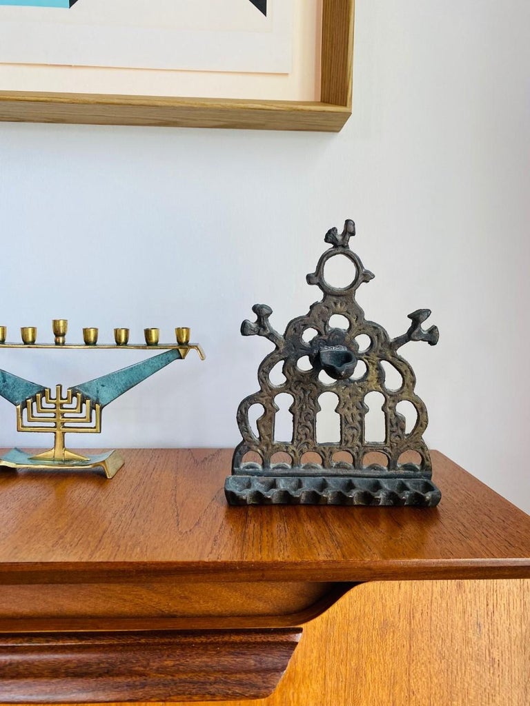 Vintage Hanging North African Hanukkah Menorah For Sale at 1stDibs