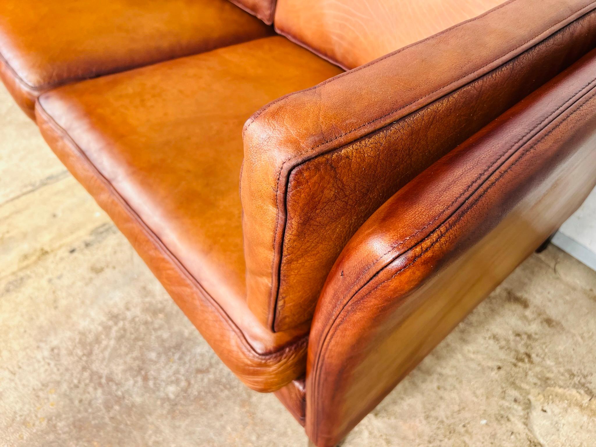 Vintage Hans Mogensen 70s Patinated Tan Two Seater Leather Sofa #669 at ...