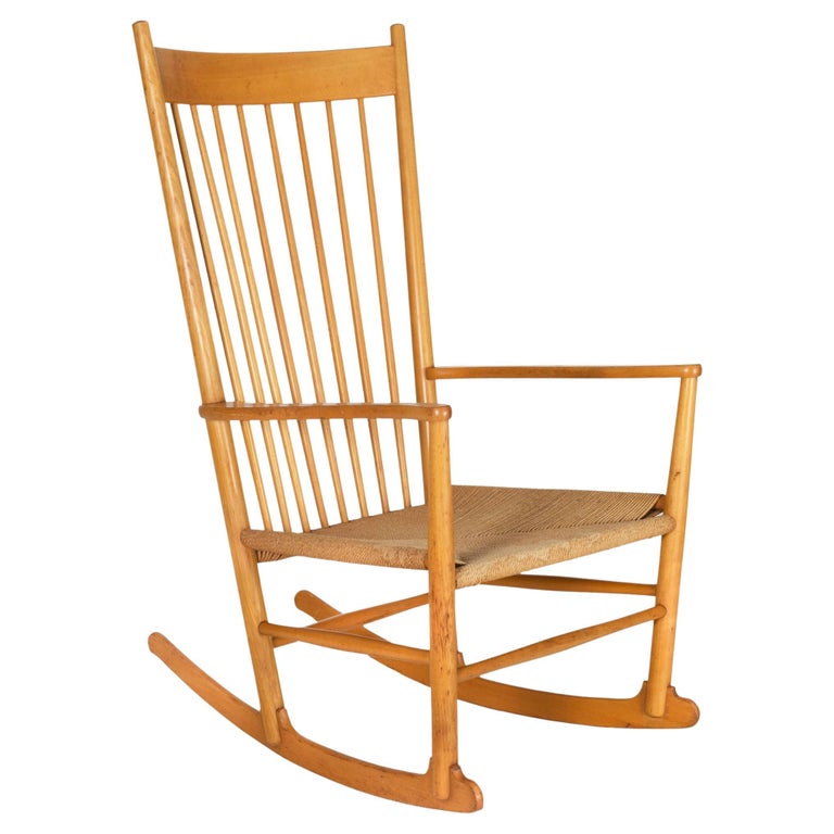 Vintage Hans Wegner Model J16 Beechwood Rocking Chair circa 1973 For ...