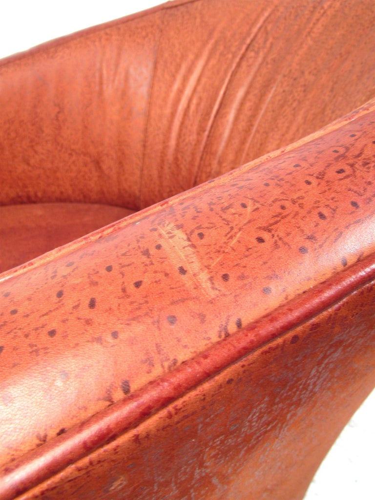 Vintage Hard Wood and Leather Lounge Chair For Sale at 1stDibs