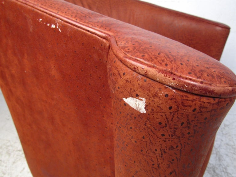 Vintage Hard Wood and Leather Lounge Chair For Sale at 1stDibs