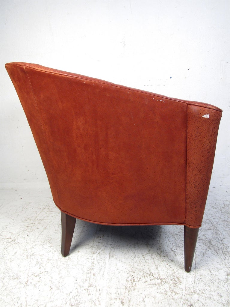 Vintage Hard Wood and Leather Lounge Chair For Sale at 1stDibs