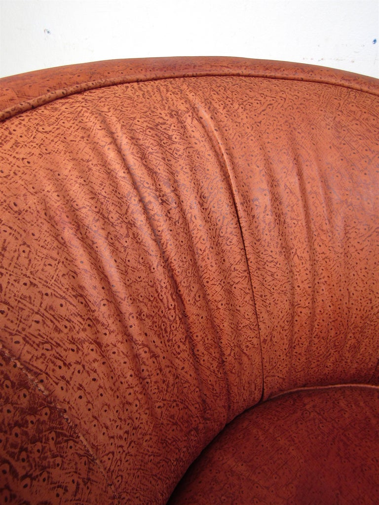 Vintage Hard Wood and Leather Lounge Chair For Sale at 1stDibs