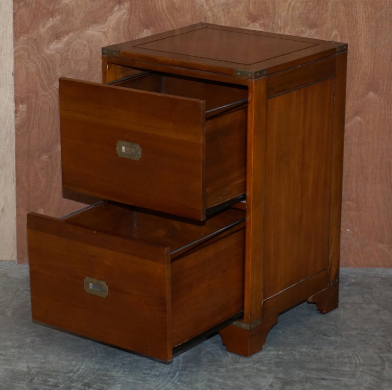 Vintage Hardwood and Brass Military Campaign Style Office Filing ...