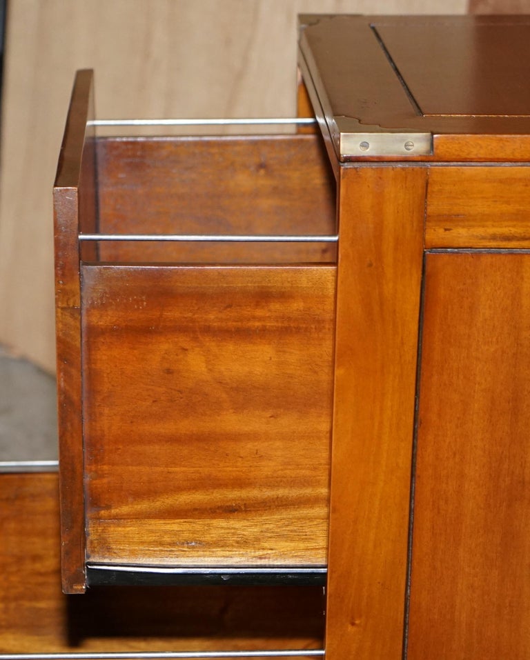 Vintage Hardwood and Brass Military Campaign Style Office Filing ...