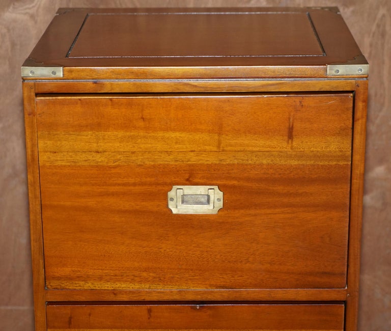 Vintage Hardwood and Brass Military Campaign Style Office Filing ...