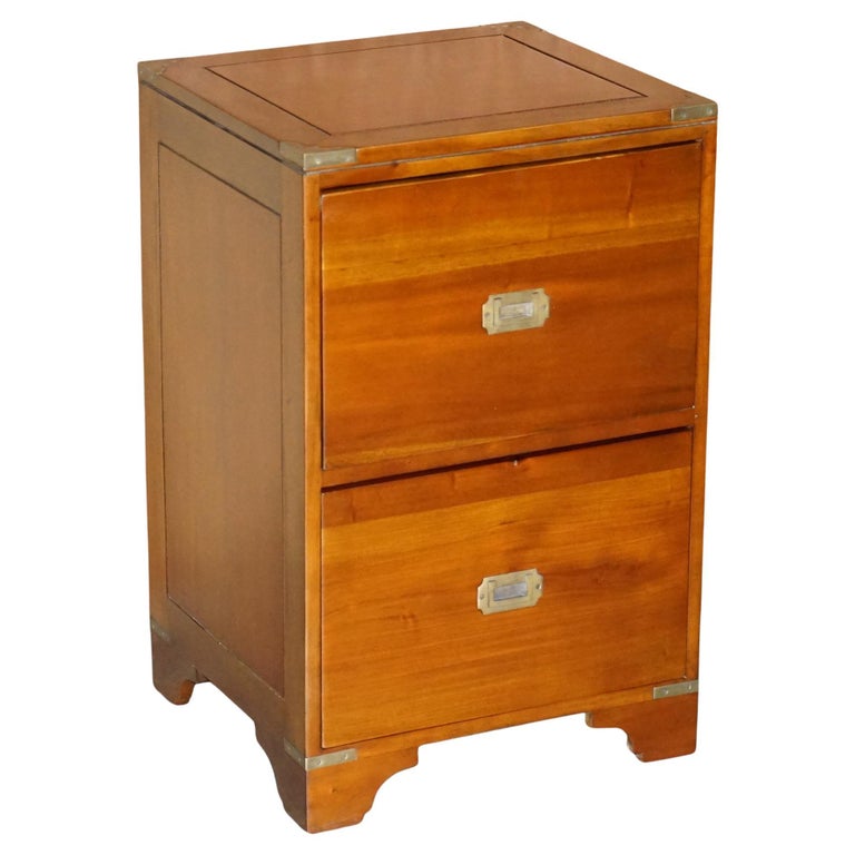 Vintage Hardwood and Brass Military Campaign Style Office Filing ...