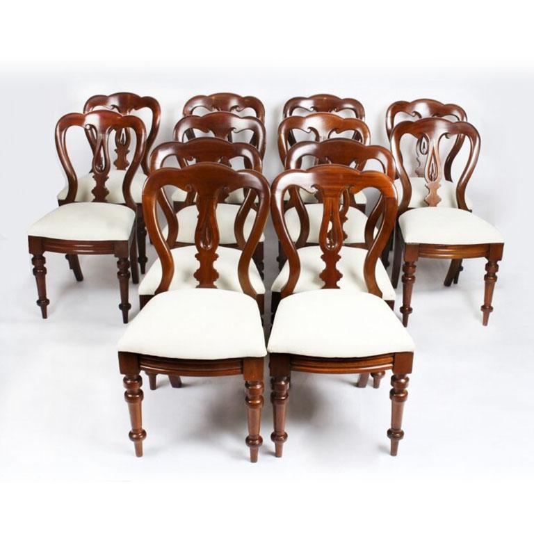 Vintage Harrods Dining Table 20th Century and 12 Dining Chairs, 19th ...