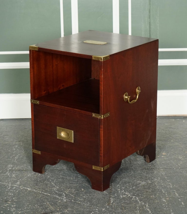 VINTAGE HARRODS KENNEDY MILITARY CAMPAIGN BEDSIDE NiGHTSTAND END TABLE ...