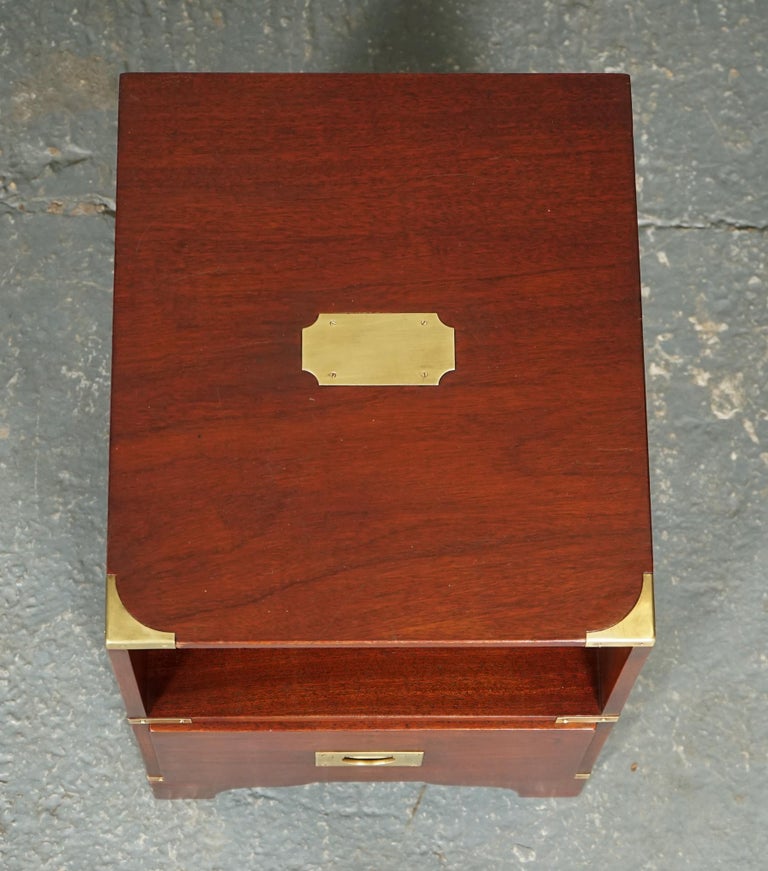 VINTAGE HARRODS KENNEDY MILITARY CAMPAIGN BEDSIDE NiGHTSTAND END TABLE ...