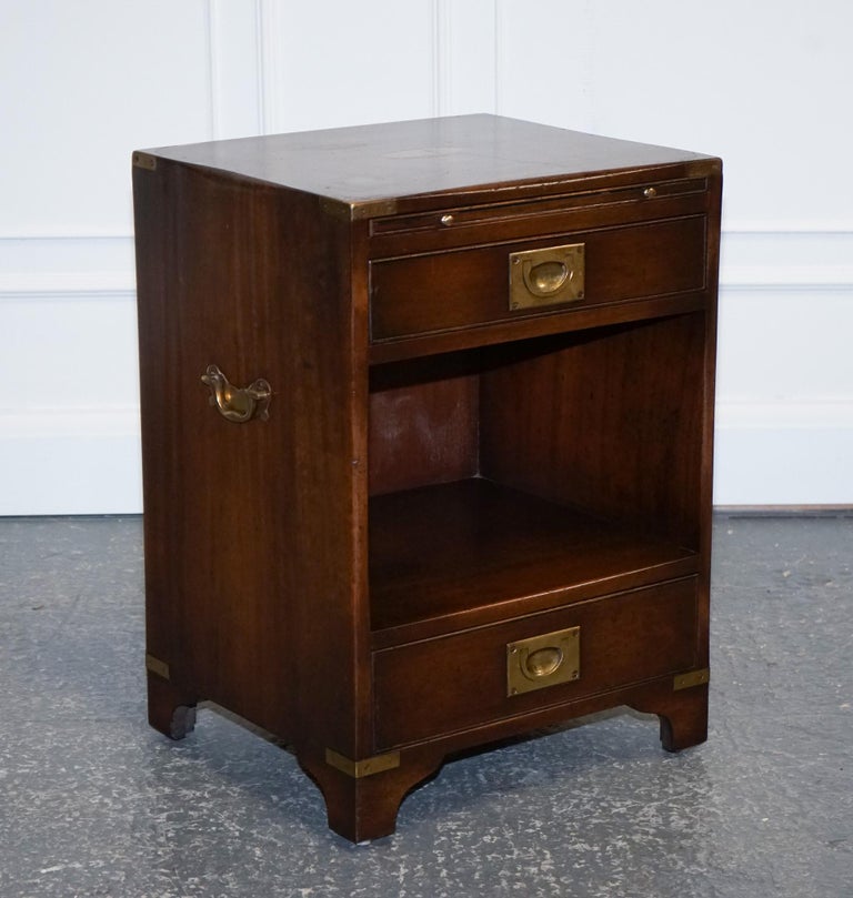 Vintage Harrods Kennedy Military Campaign Mahogany Bedside End Table 2 ...