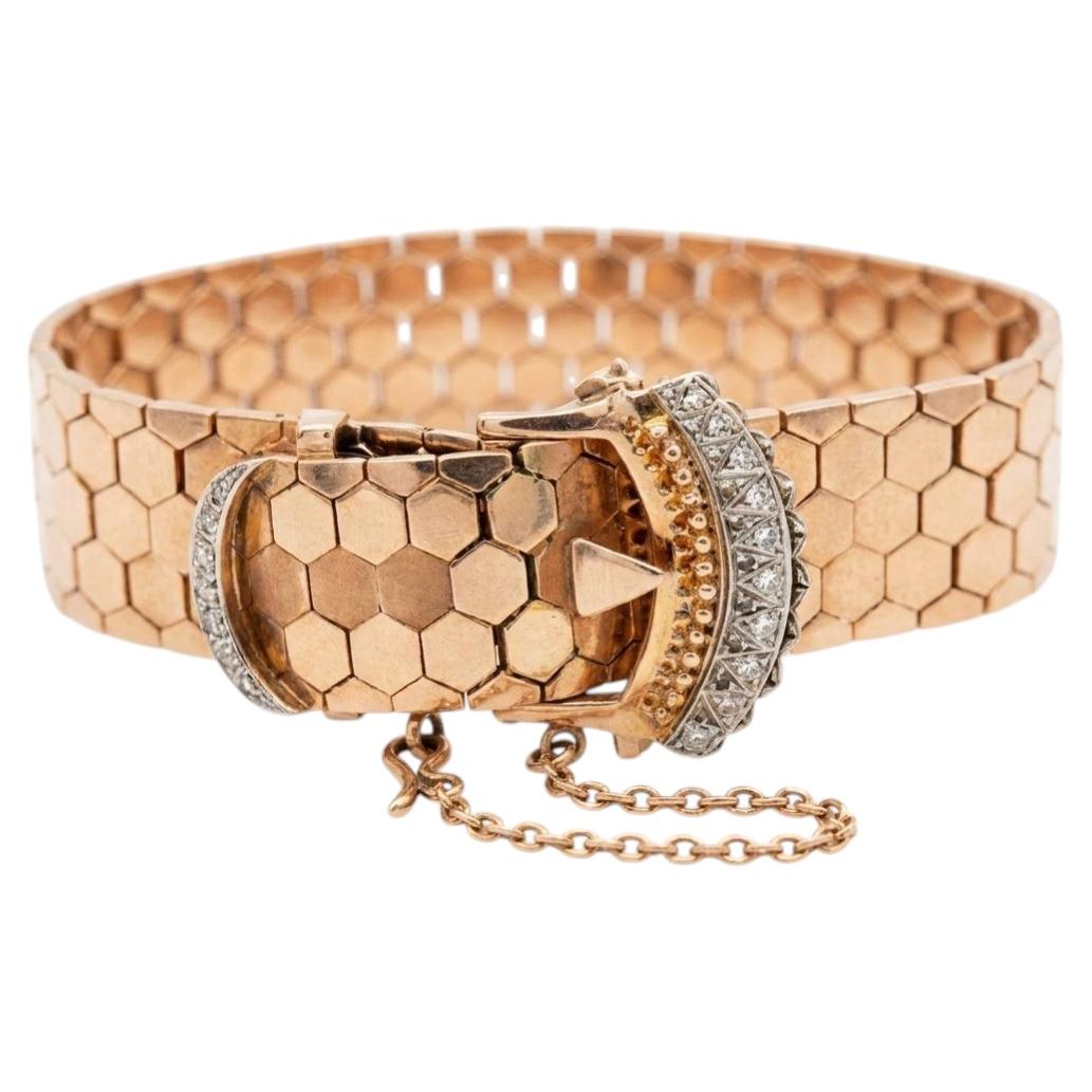 Vintage Harry Winston Diamond Honeycomb Bracelet 18K Gold 46.7 Grams ...