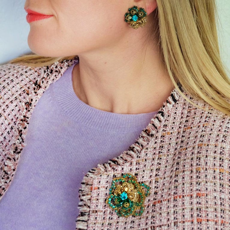 Vintage Haskell Green Flower Set 1960s at 1stDibs