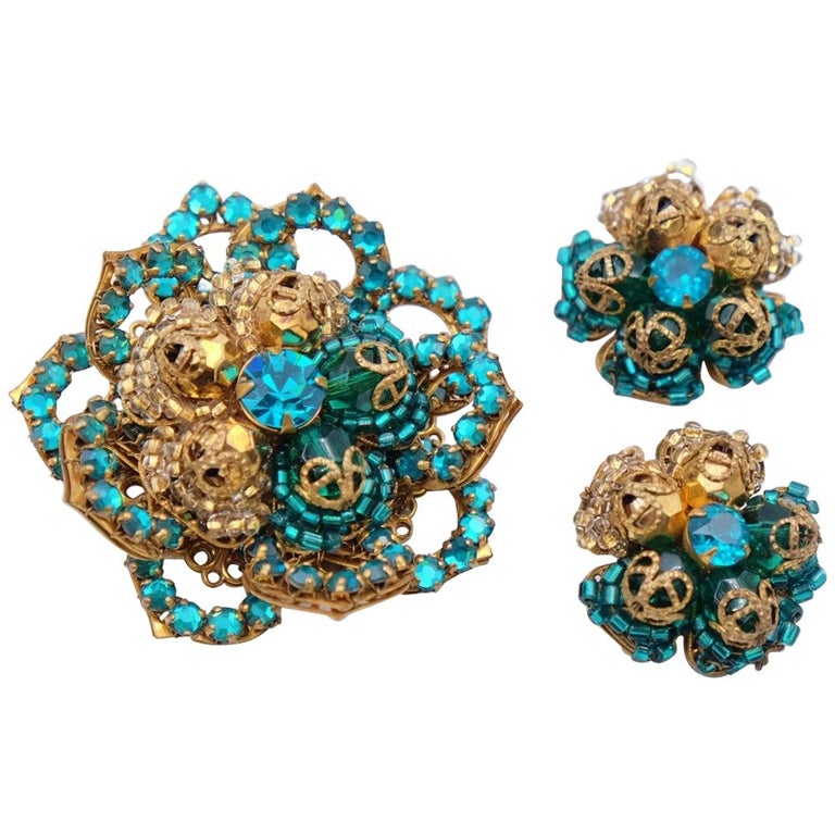 Vintage Haskell Green Flower Set 1960s at 1stDibs