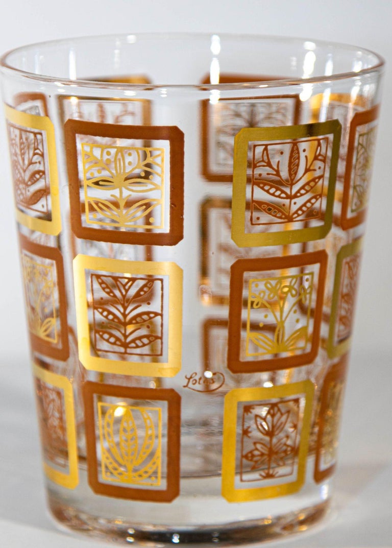 Vintage Hazel Atlas Lotus Autumnal Drinking Rock Cocktail Single Glass ...