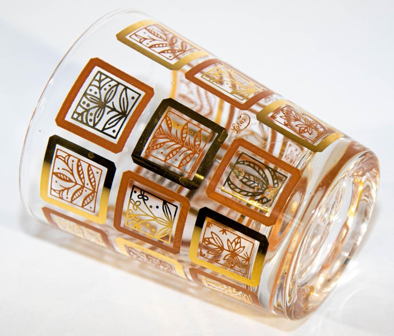 Vintage Hazel Atlas Lotus Autumnal Drinking Rock Cocktail Single Glass ...