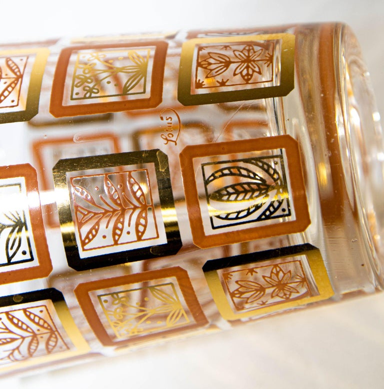 Vintage Hazel Atlas Lotus Autumnal Drinking Rock Cocktail Single Glass ...