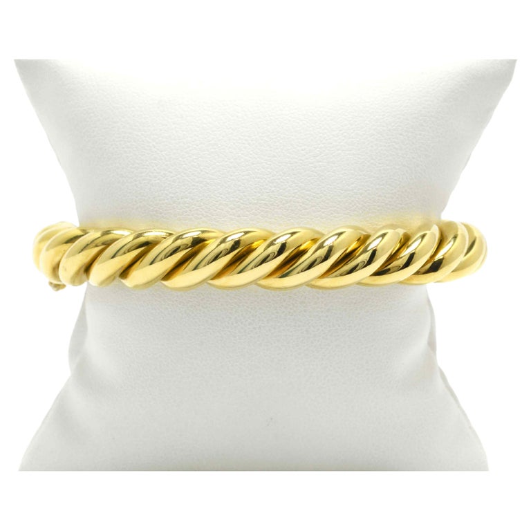 Vintage Heavy 18 Karat Italian Gold Twisted Bangle Bracelet For Sale at ...
