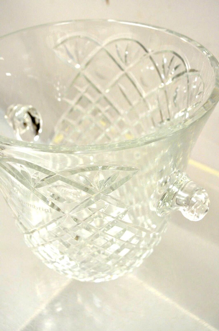 Vintage Heavy Diamond Cut Lead Crystal Glass Ice Bucket, Etched For ...