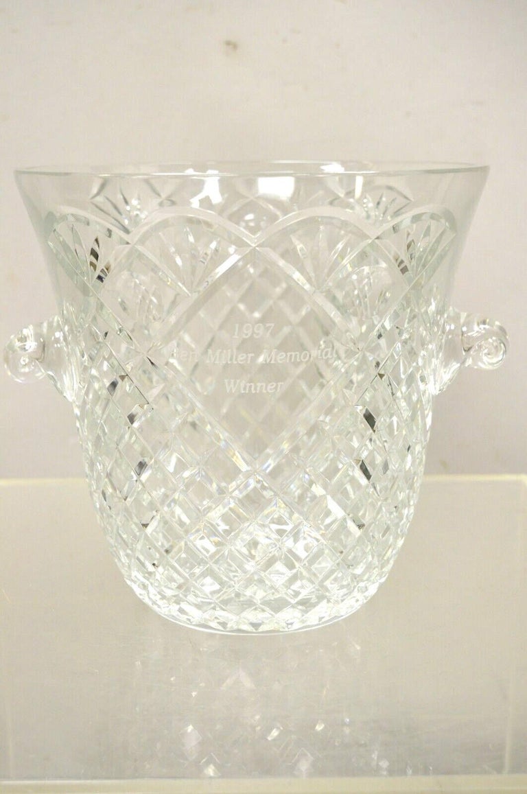 Vintage Heavy Diamond Cut Lead Crystal Glass Ice Bucket, Etched For ...